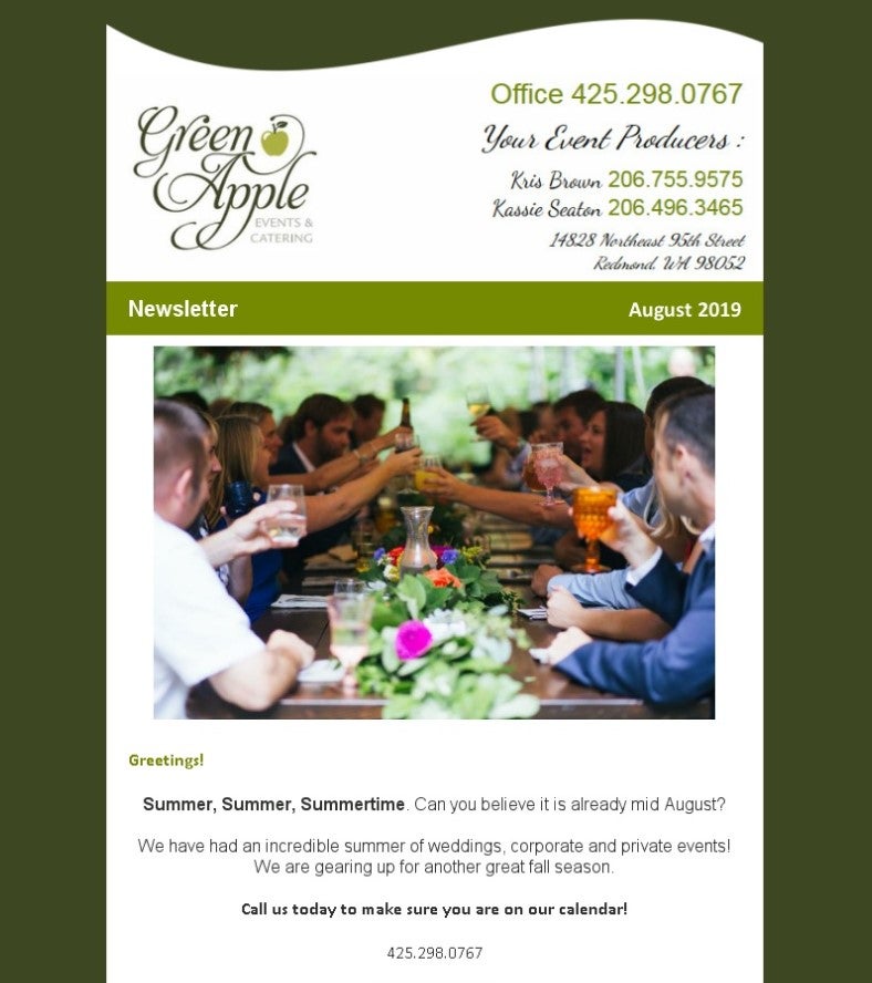 August Newsletter - green-apple-catering